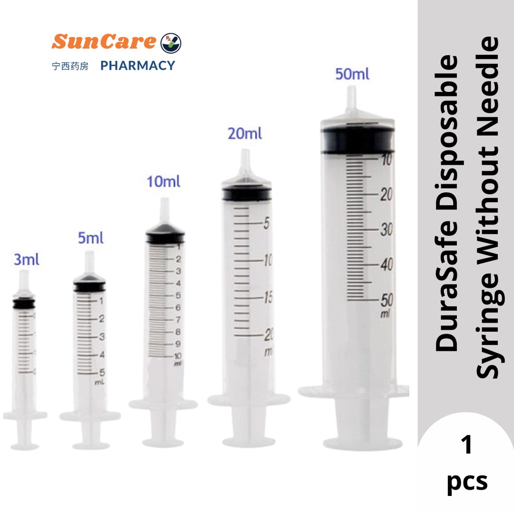Suncare Pharmacy DuraSafe Syringe Without Needle Luer Slip (3ml/5ml/10ml/20ml/50ml) | Shopee ...
