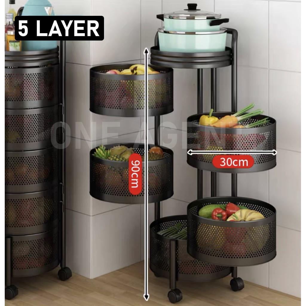 Round fruits storage basket 360 degree rotation vegetable storage rack ...