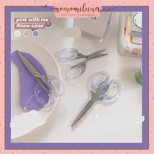 PUTIH Kawai aesthetic Transparent White Handle Scissors Small Medium ...