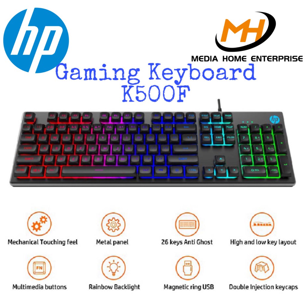 HP Gaming Wired Keyboard K500F - Metal panel, LED Backlight, FN Key ...