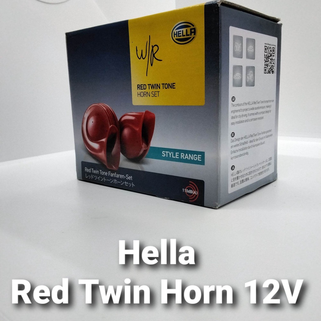 Hella Red Twin Tone Horn set 12V 82mm 400/500hz (2PCS/SET/BOX) | Shopee ...