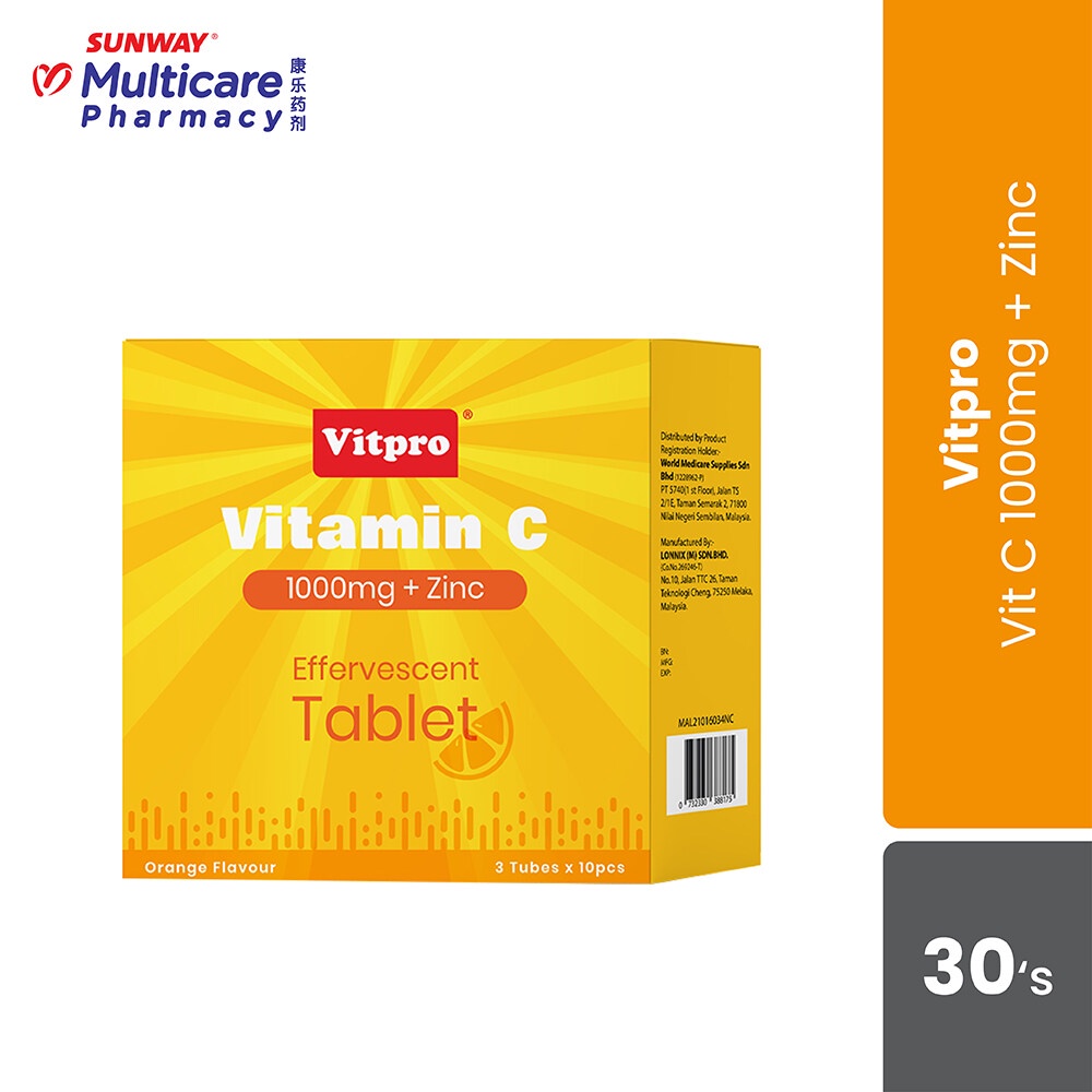 Vitpro Vit C + Zinc Effervescent 30S | Shopee Malaysia