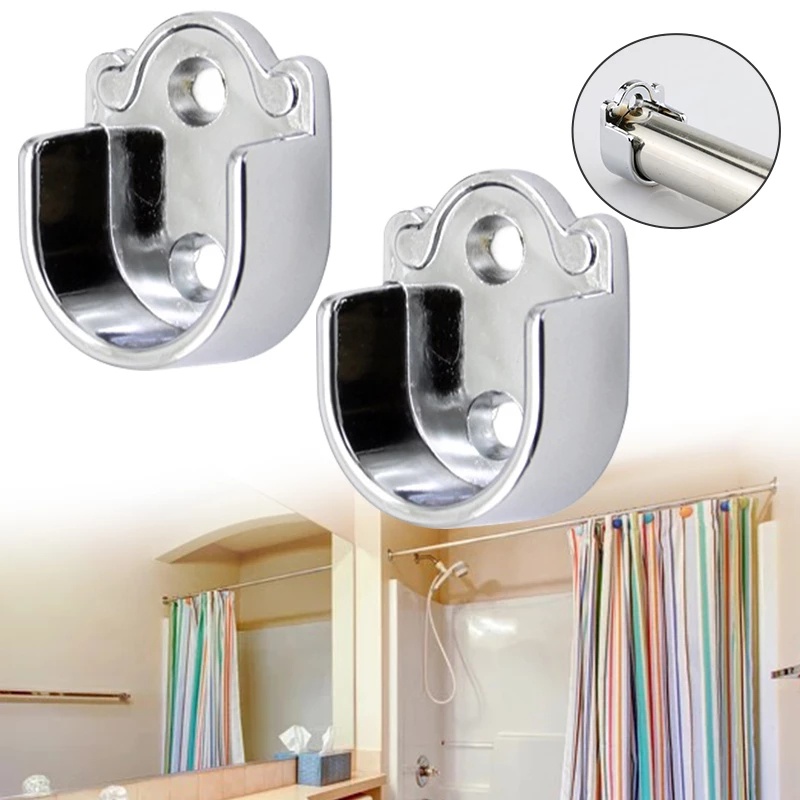 U-Shaped Rod Wardrobe Pipe Curtain Closet Hanging Clothes Rail Rod End ...