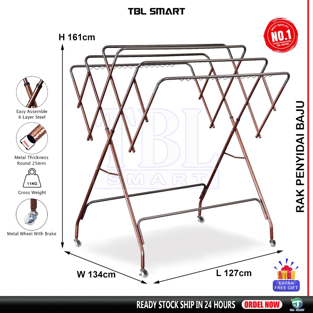 Penyidai Baju TBL H8 - Foldable Cloth Drying Rack / Ampaian Baju ...