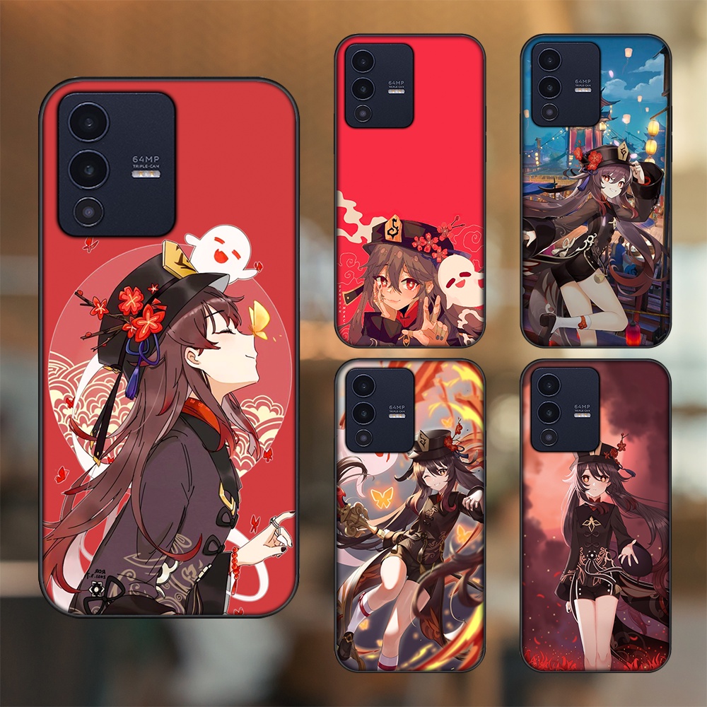 Vivo V23 5G case with black border printed with Hutao Genshin Impact ...