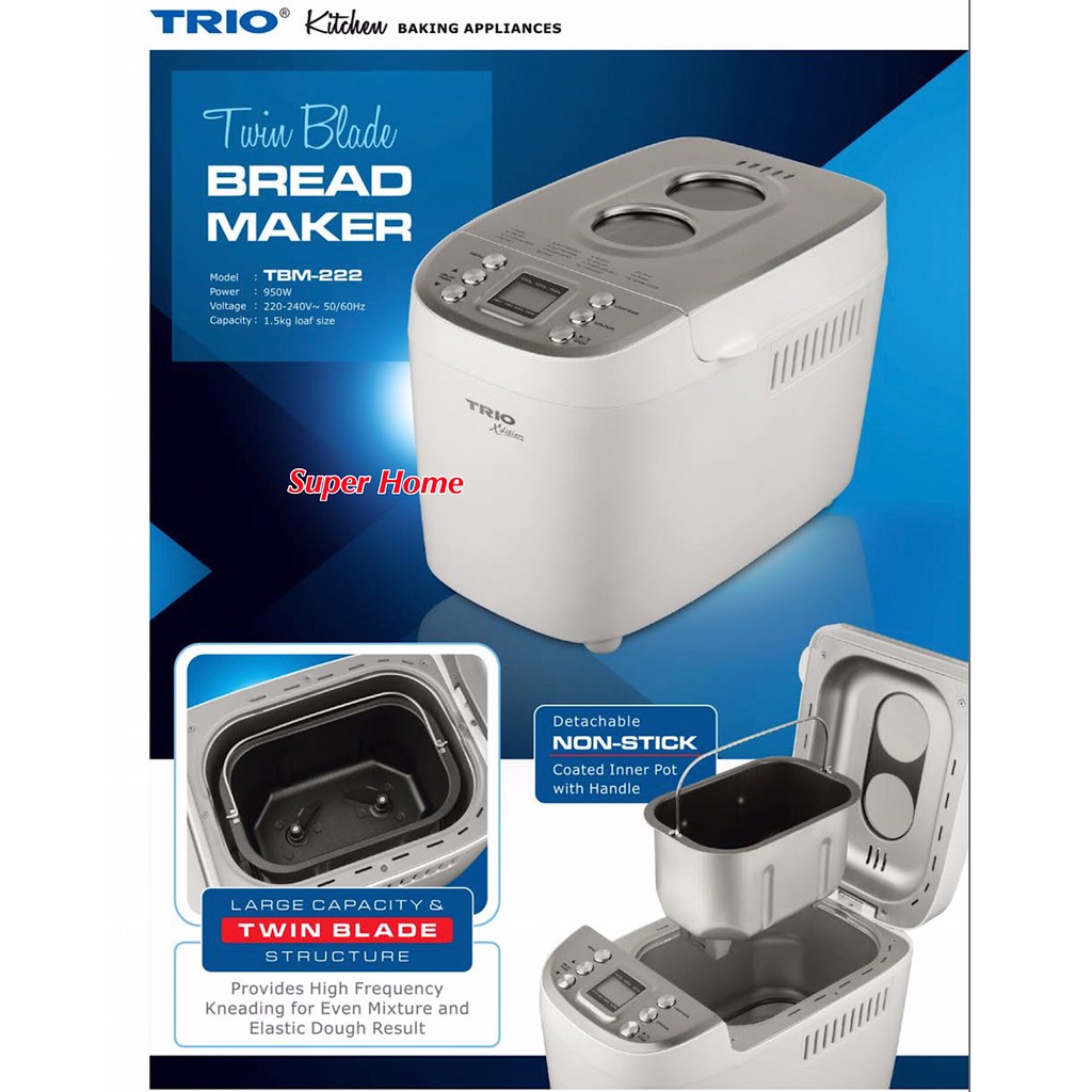 Trio Bread Maker TBM-222 Home made Non-Stick Bread Maker TBM222 ...