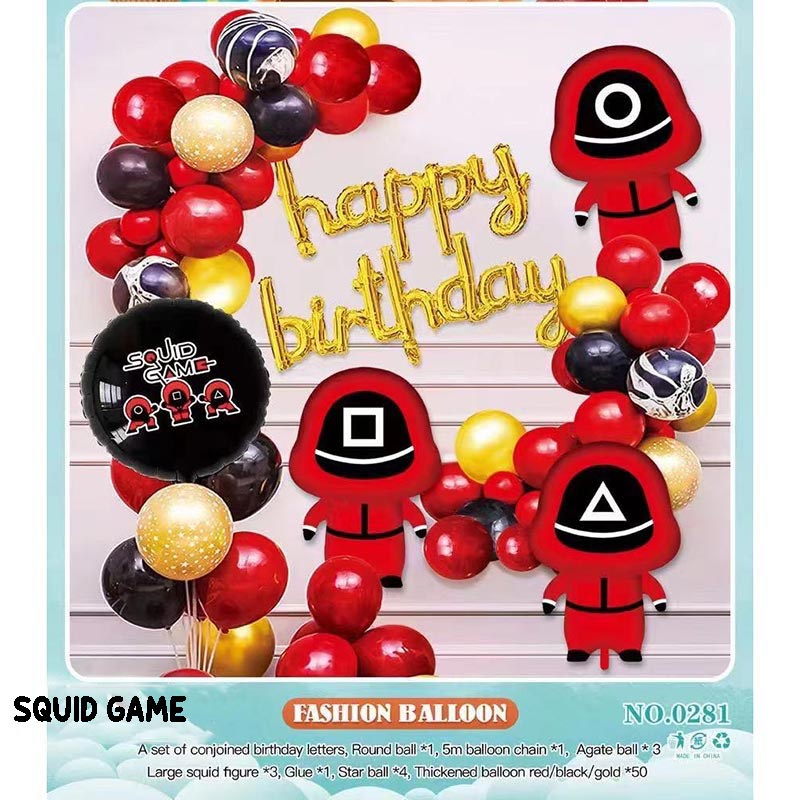 Squid Game Happy Birthday Kids Cartoon Theme Party Balloons Home ...