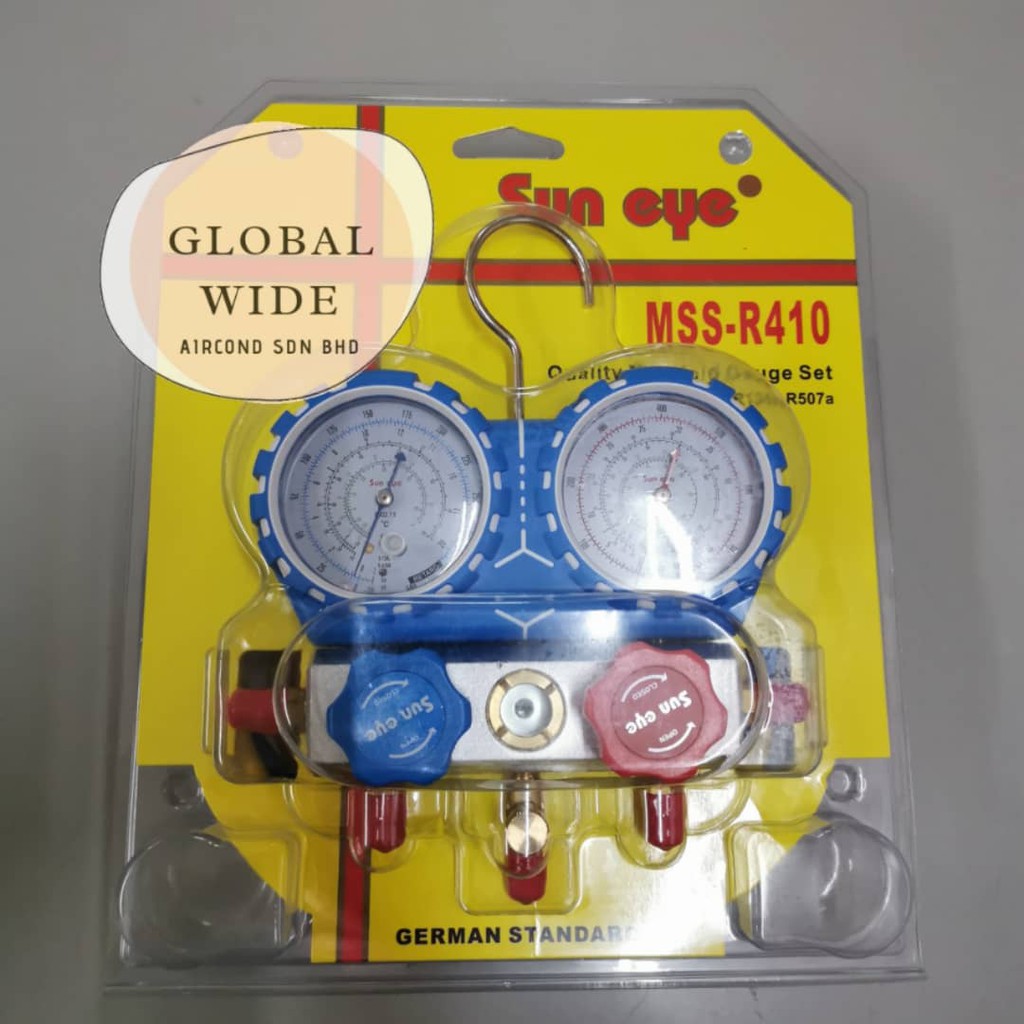 SUN EYE Manifold Gauge R32/R-410A/R-22/R134a/R-507a With Adapter ...