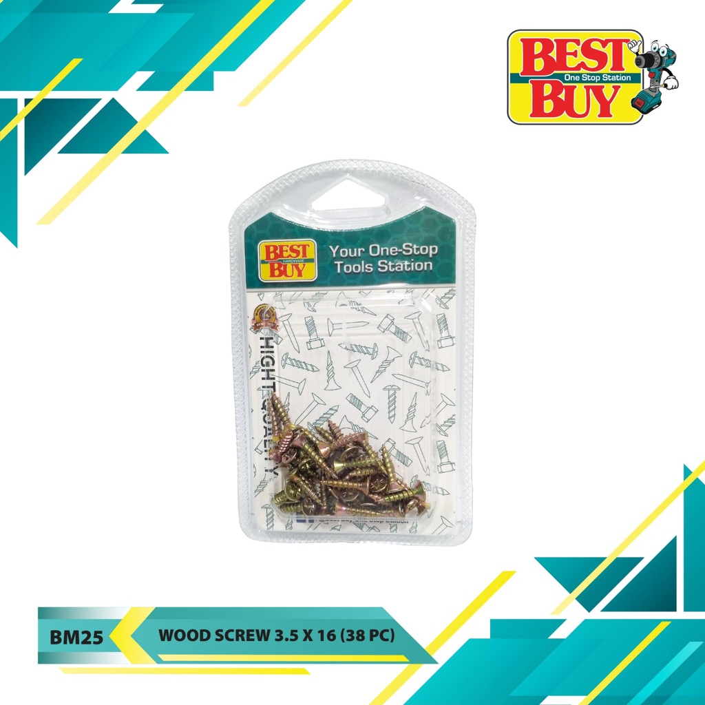 BESTBUY Steel wood screw yellow passivated (one colour) | Shopee Malaysia