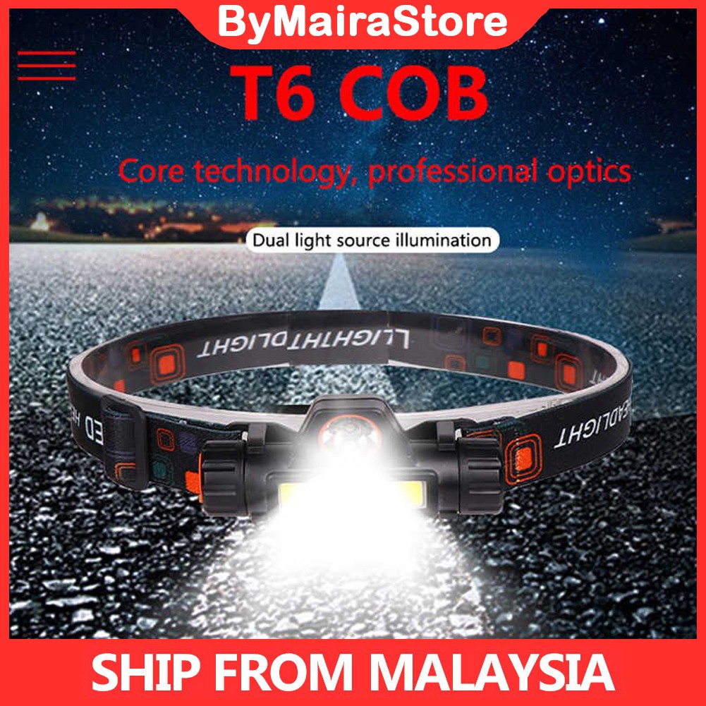 BMS MULTIFUNCTIONAL WATERPROOF LED HEADLAMP XPE + COB USB RECHARGEABLE ...