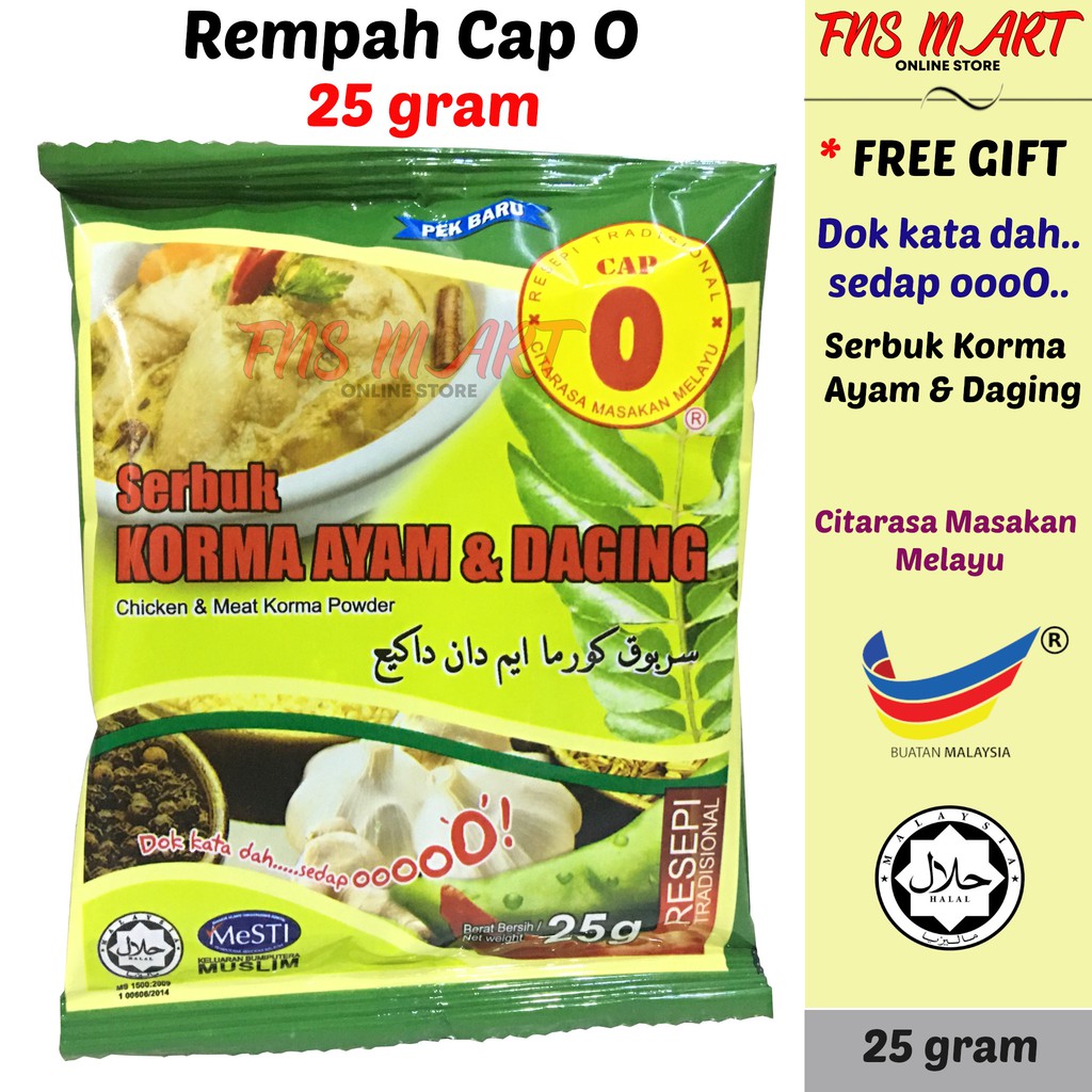 Fns Mart 25g Serbuk Rempah Cap O Kurma Korma Ayam Daging Tempatan Kedah ...