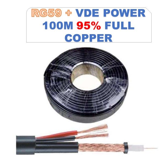 CCTV RG 59 + VDE 100 METER 💥💥 Coaxial rg59 with 2 core dc wayar for ...