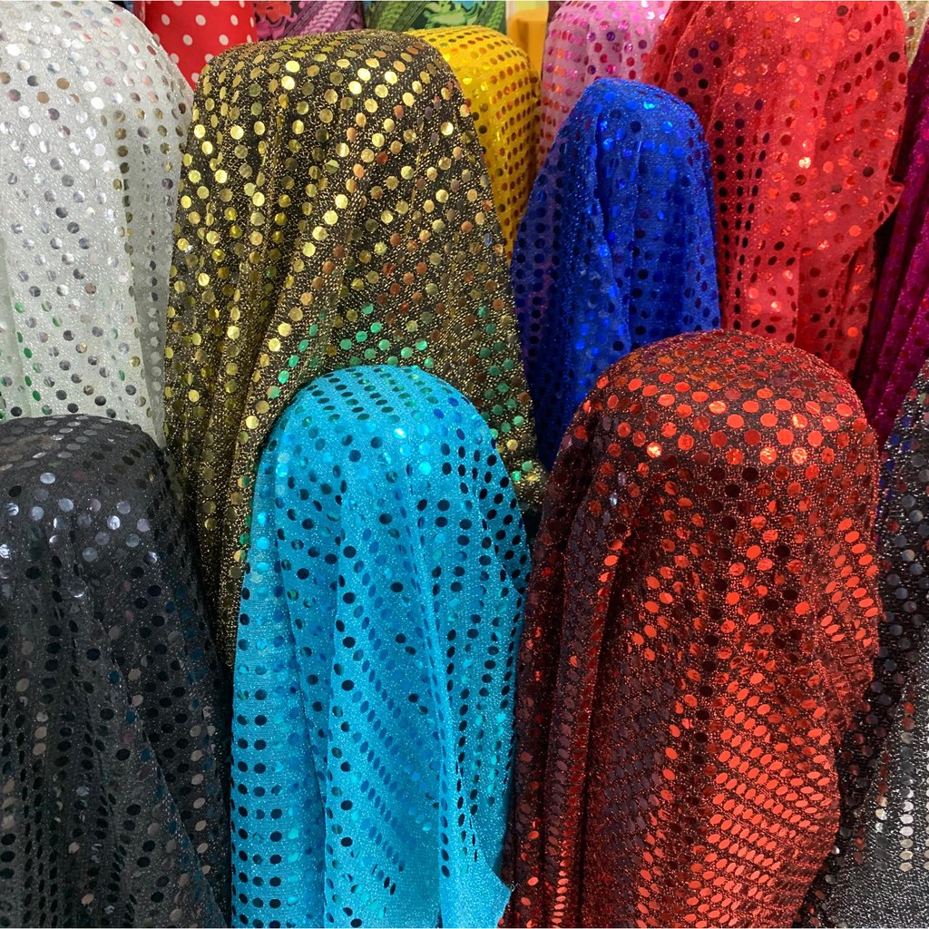 (Price for 0.5 Meter)Fabric Sequin 44"/ Confetti Dot Sequins / Kain ...