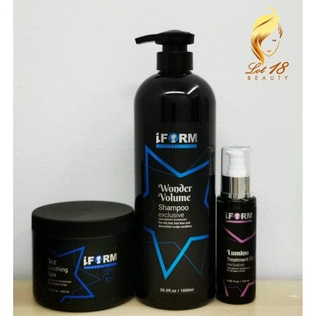 IForm Wonder Volume Shampoo +ICE Smoothing Spa (500ml) + Lumino ...