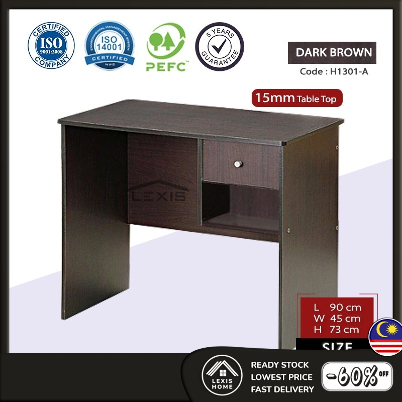 LEXIS L90cm Writing Table Office Table Solid Board with 1 Drawer ...