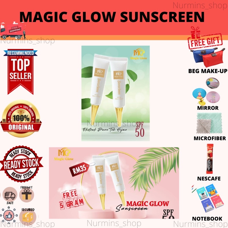 MAGIC GLOW SUNSCREEN + FREEGIFT 🔥ORIGINAL HQ 🔥. Ready Stock MG ...