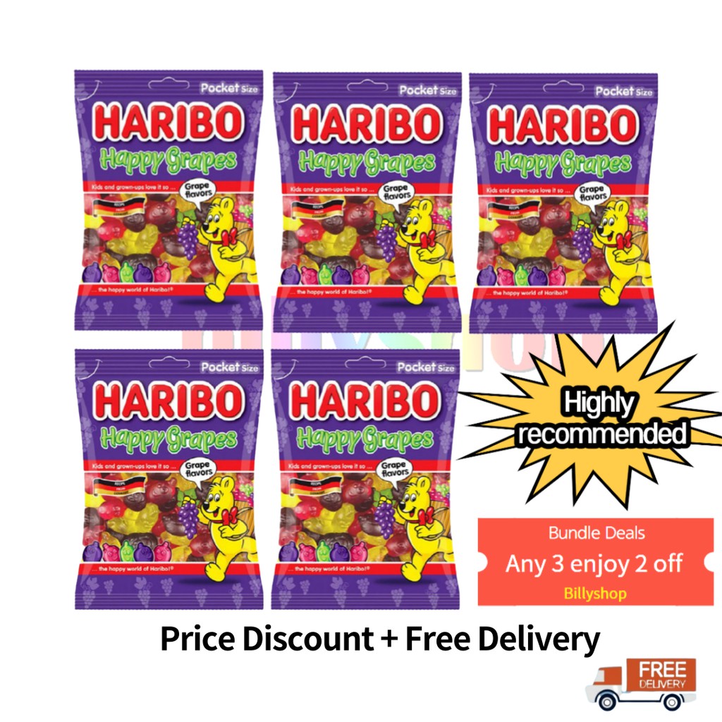 [ HARIBO ] HARIBO GUMMY JELLY 100g 2 Flavor ( Gold Baren / Happy Grapes ...