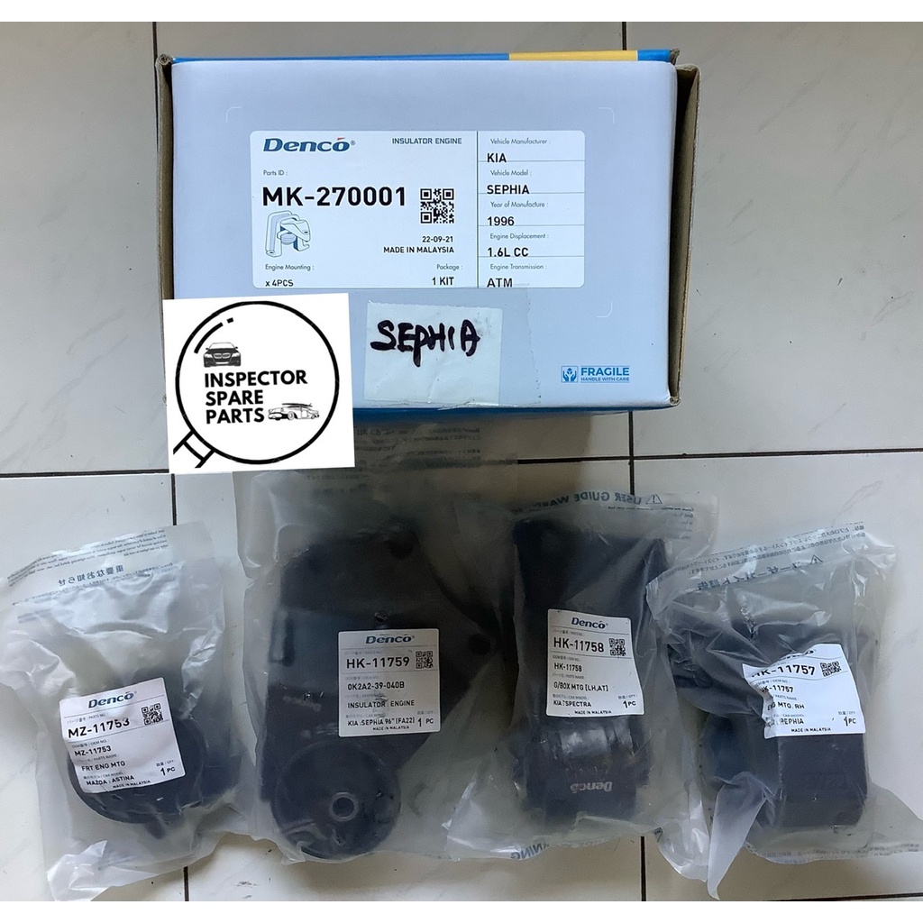 (4PC 1SET) 100% DENCO KIA SEPHIA 1.6 INSULATOR ENGINE MOUNTING KIT MK ...