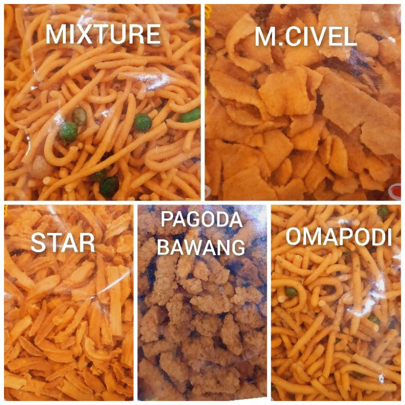 Muruku 500gm Mixture,Omapodi,Civel, Pagoda Bawang ,Star🔥Dari Kilang ...