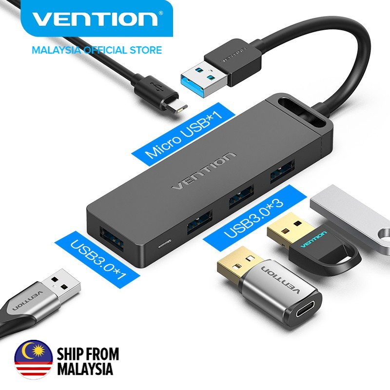 Vention USB Port Hub 4 Ports USB 2.0 with Power Supply for High Power ...