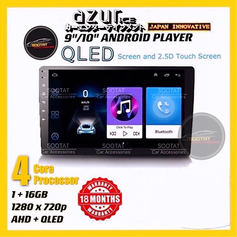 Azur Ice Japan QLED Display 9/10"Inch 4 Core 1+16G ANDROID PLAYER 2.5D ...