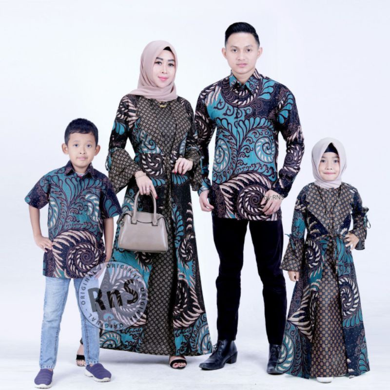 HIJAU Latest modern family batik couple set, family batik couple set ...