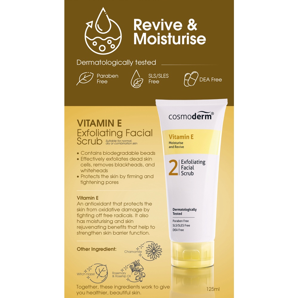 Cosmoderm Vitamin E Exfoliating Facial Scrub 125mL | Shopee Malaysia
