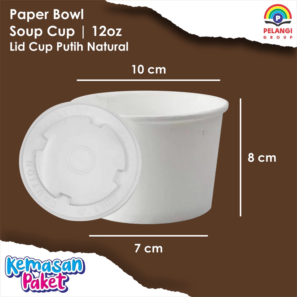 PUTIH Paper BOWL 12oz Lid/SOUP CUP White Color/Heat Resistant PAPER ...