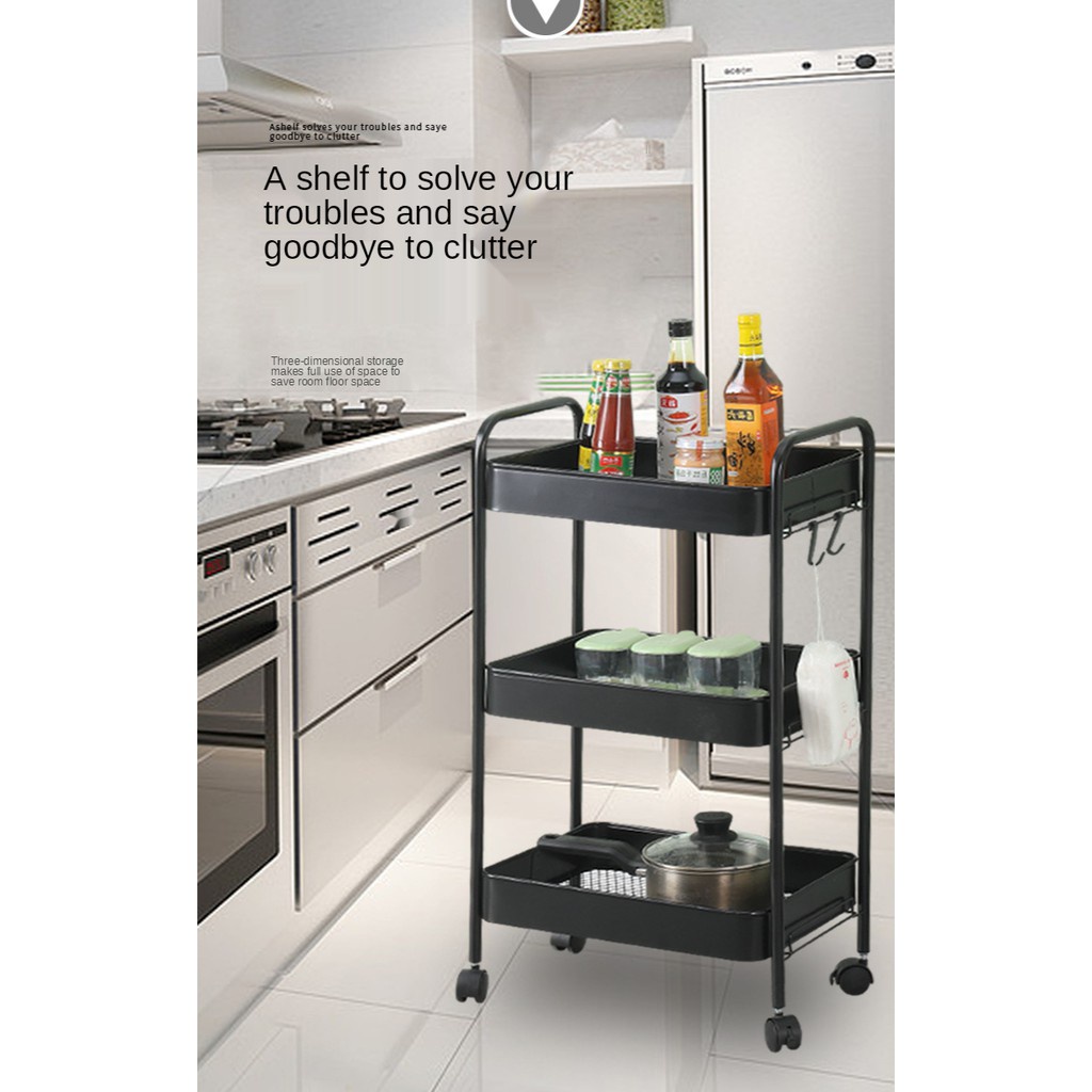 LOCAUPIN Easy Assemble No Screw 3-Tier Full Metal Trolley Kitchen ...