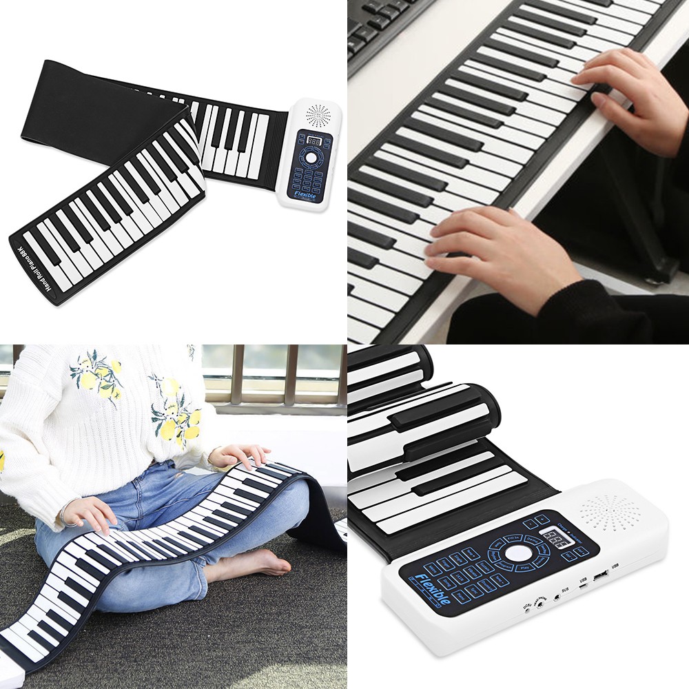 Portable Electronic Piano 88 Key Keyboard Silicon Flexible Roll Up Piano with Pedal | Shopee ...