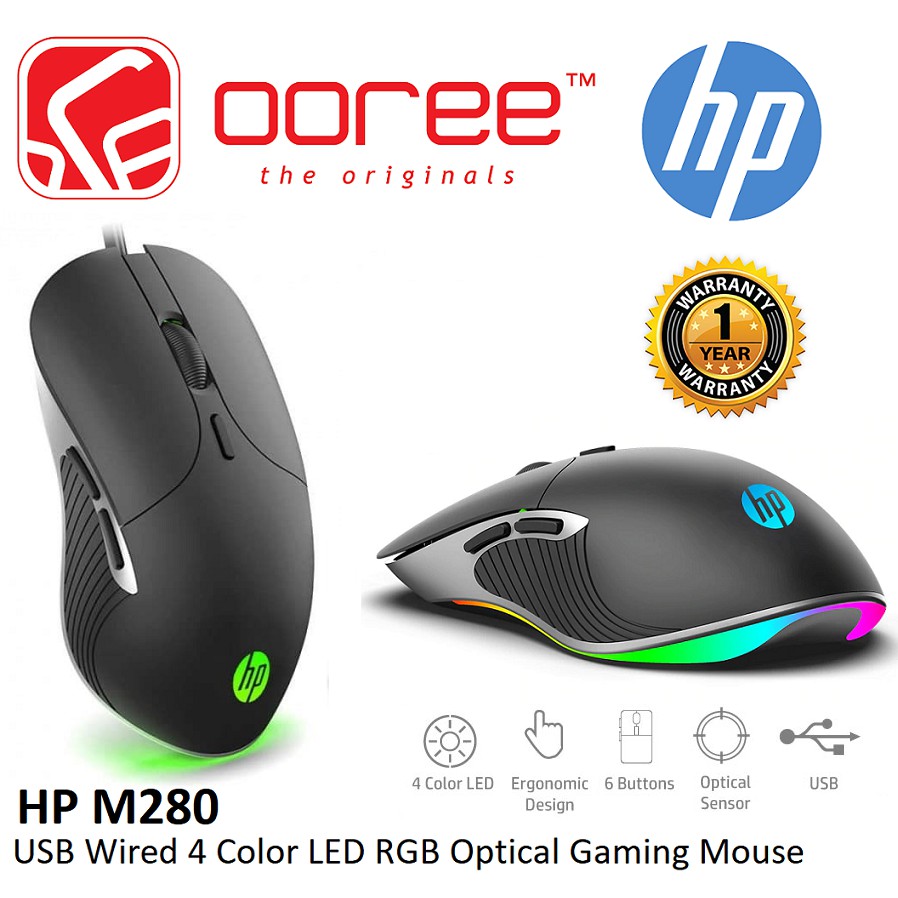 HP M280 PROFESSIONAL WIRED OPTICAL GAMING MOUSE WITH FANCY COOL RGB ...