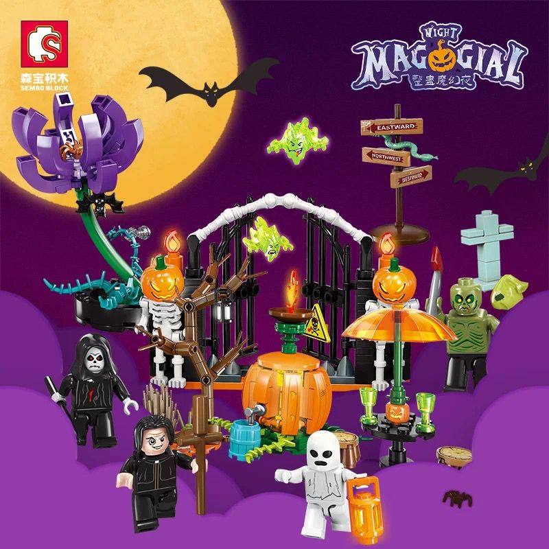 SEMBO BLOCK 605009-605012 TRICKY MAGIC NIGHT HALLOWEEN SET OF 4 IN 1 ...