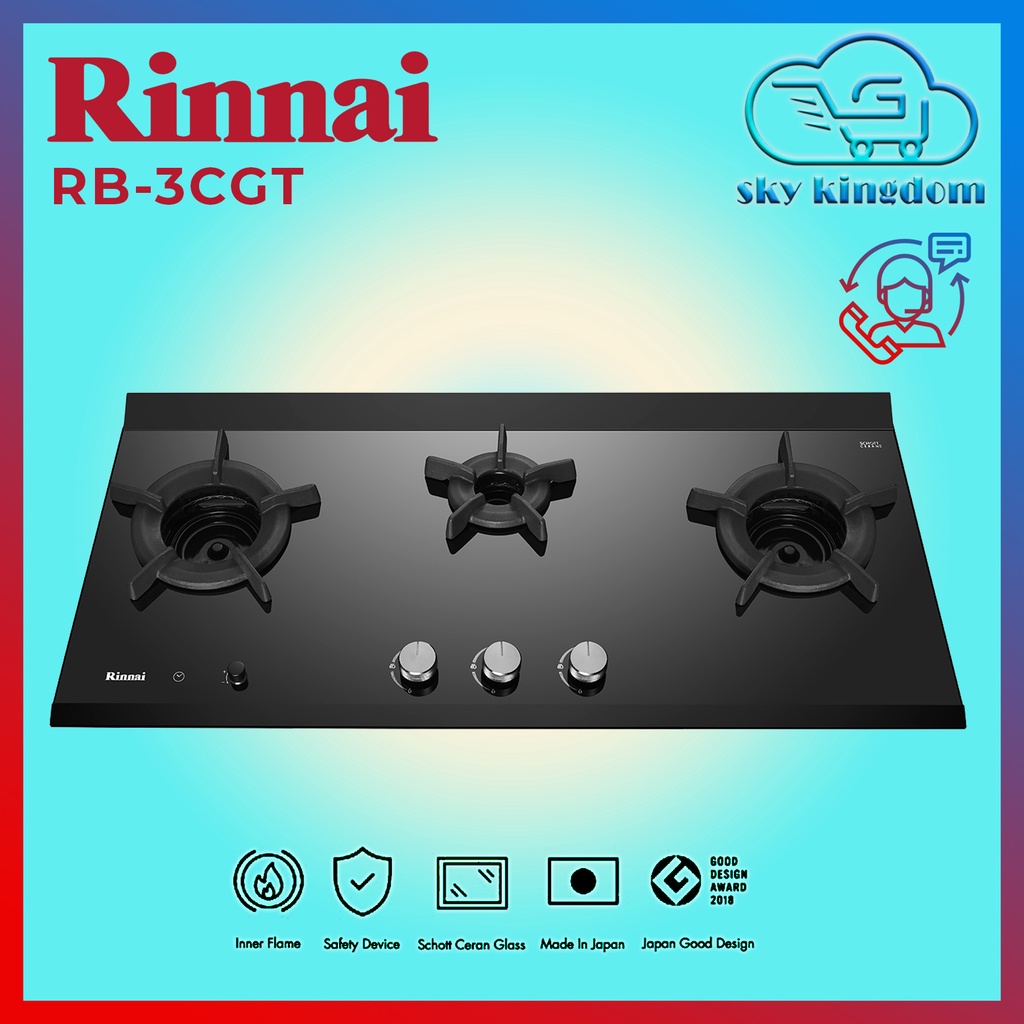 💥MAKE OFFER NOW💥 RINNAI RB-3CGT 3-Inner Burner Built-in Gas Hob (Glass) | Shopee Malaysia