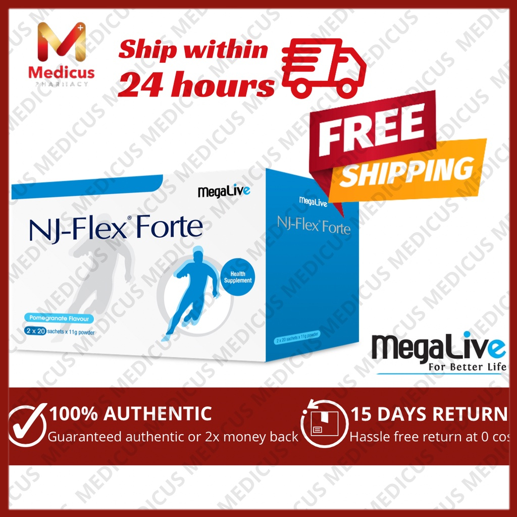 [FREE SHIPPING!!!] Megalive NJ-Flex Forte 11g Powder 2x20's (Exp: 07/ ...
