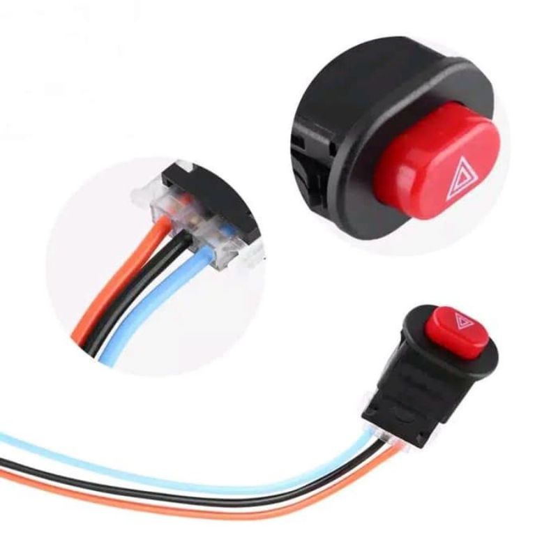 PUSH ON TOMBOL Hazard Button Switch Universal Emergency Light Led On ...