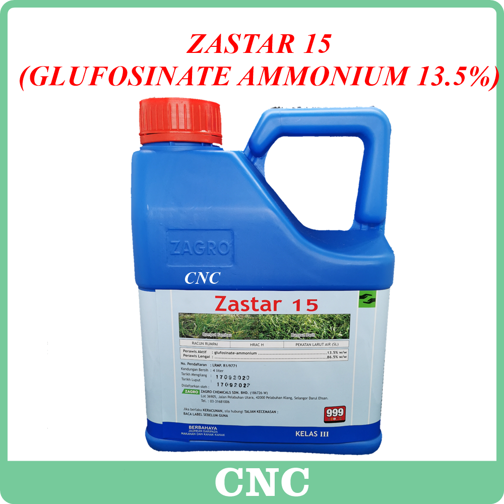 4L ZASTAR 15 Glufosinate Ammonium 13.5% Racun Rumput Rumpai Herbicides ...