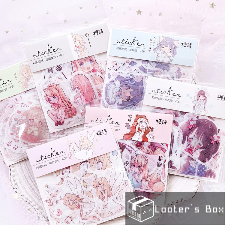40 Pcs Chibi Anime Girl Cute Loose Sticker Pack V5 (Z) | Shopee Malaysia