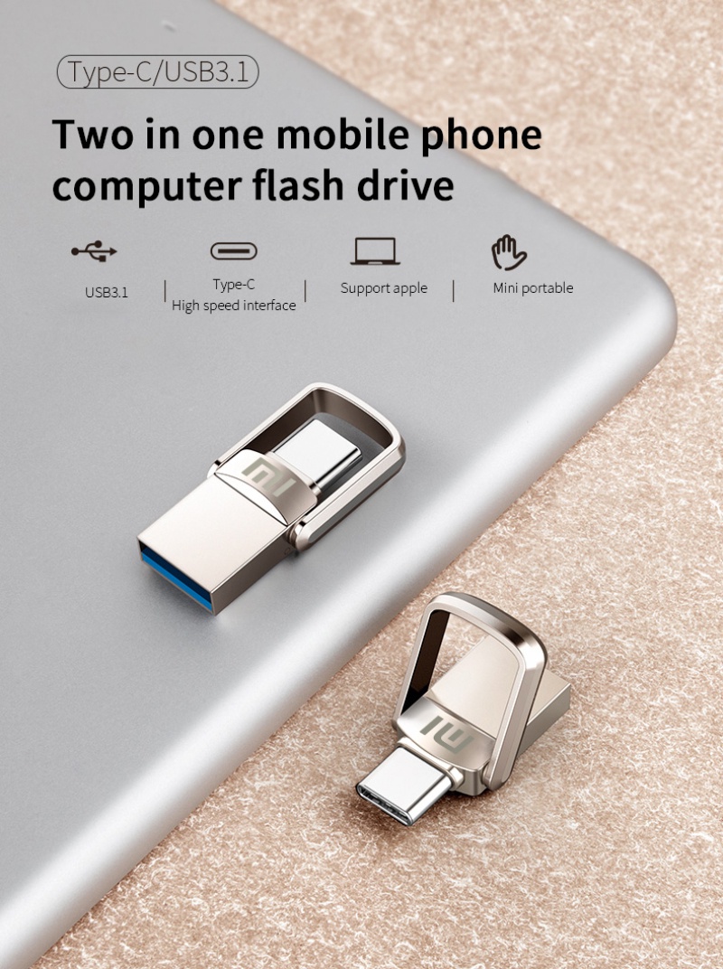 XIaomi USB Flash Drive USB3.1 Pen Drive Type-C Mini Mental Drive 1TB ...