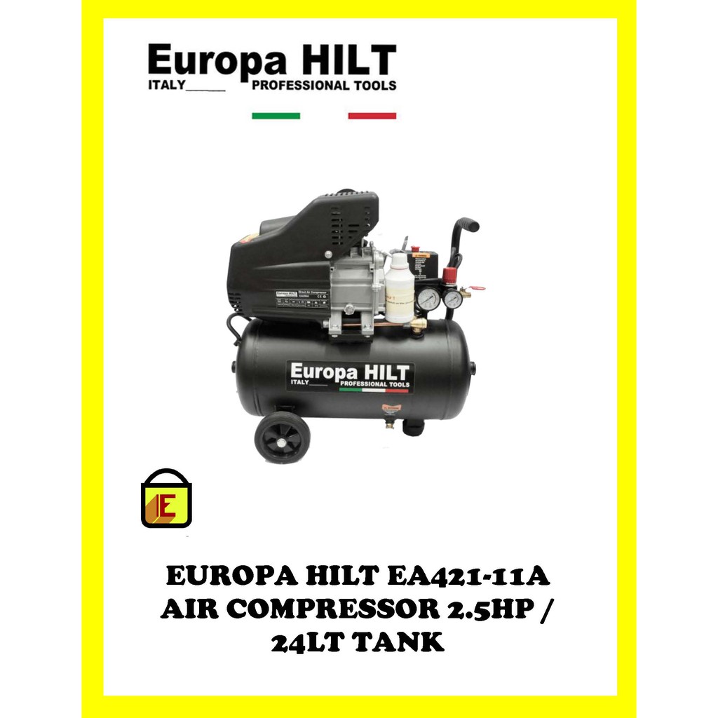 EUROPA HILT PORTABLE AIR COMPRESSOR EA421-11A 2.5HP / 24L LITER / 8BAR pump kompresor ANGIN ...