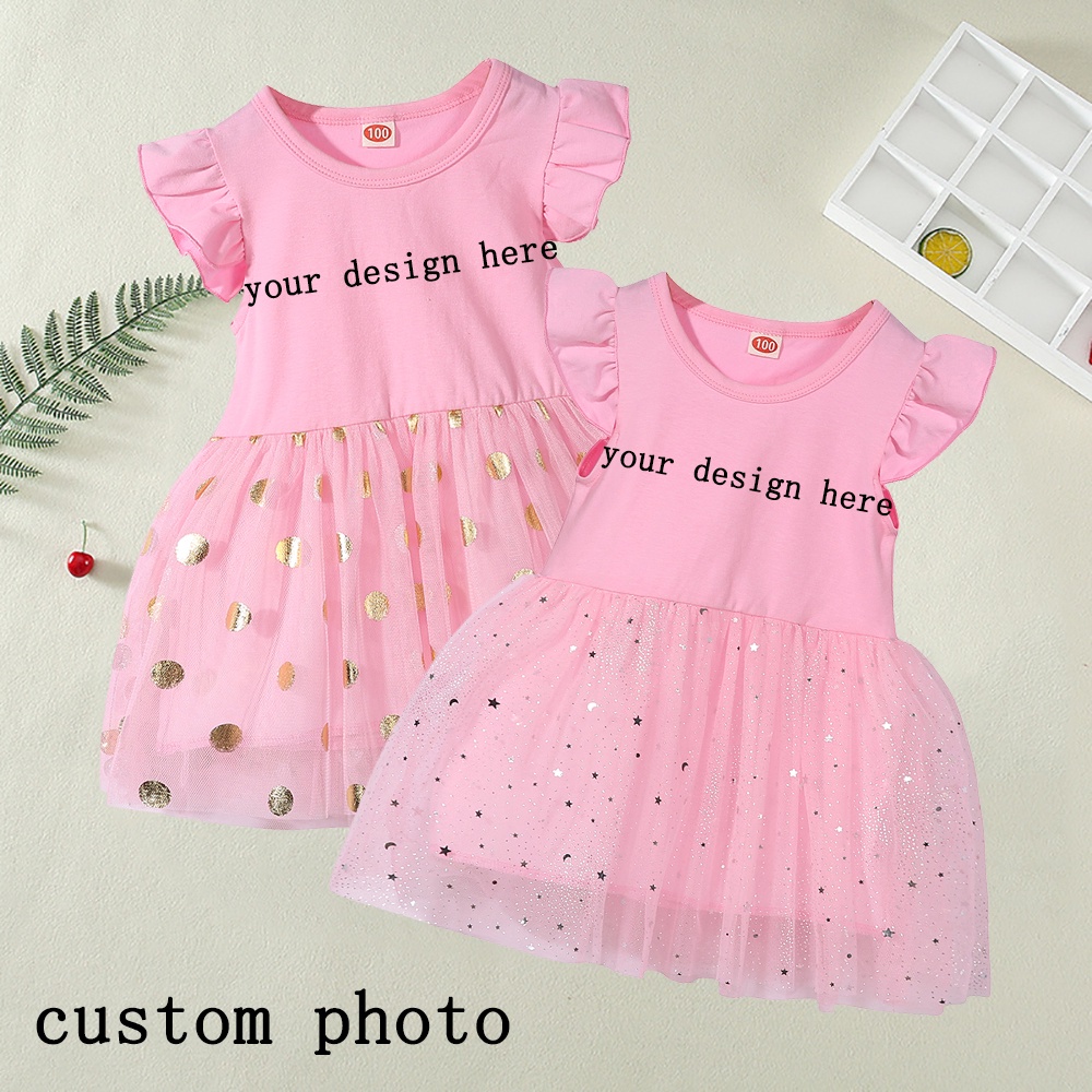 Custom Photo Dress Summer Dresses Pink Princess Dress Customize Clothes ...