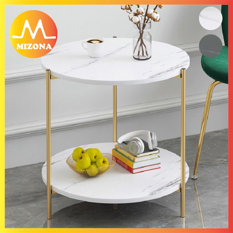 MIZONA Minimalist Premier Quality Small Round Table Nordic 2 Layer ...