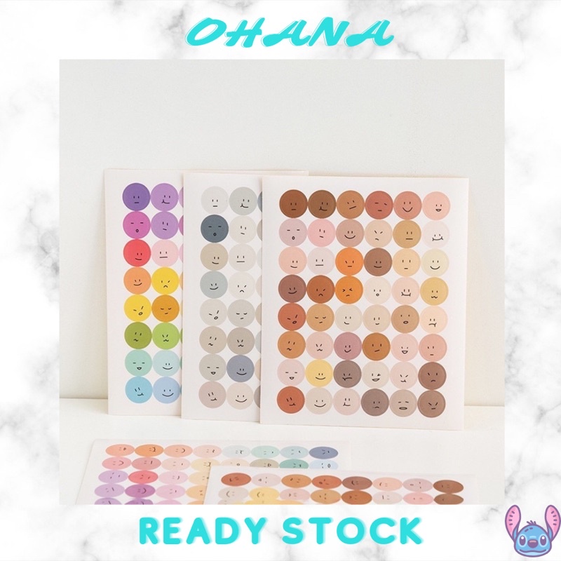 READYSTOCK Smile sticker circle 1sheet cute circle mini sticker smily ...