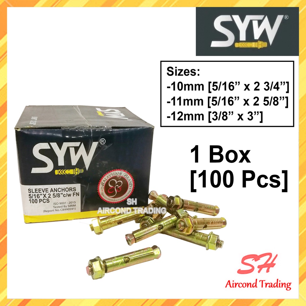 SYW SLEEVE ANCHORS WALLPLUG [1 Box] [100PCS] WALL PLUG BESI WALL PLUG ...