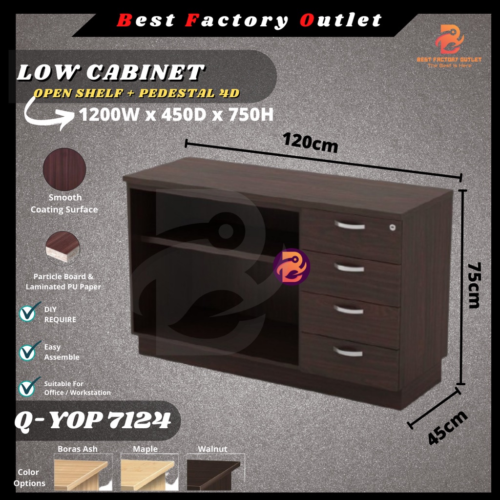 BFO Q-YOP7124 Open Shelf & Fixed Pedestal / Drawer Cabinet / Almari ...