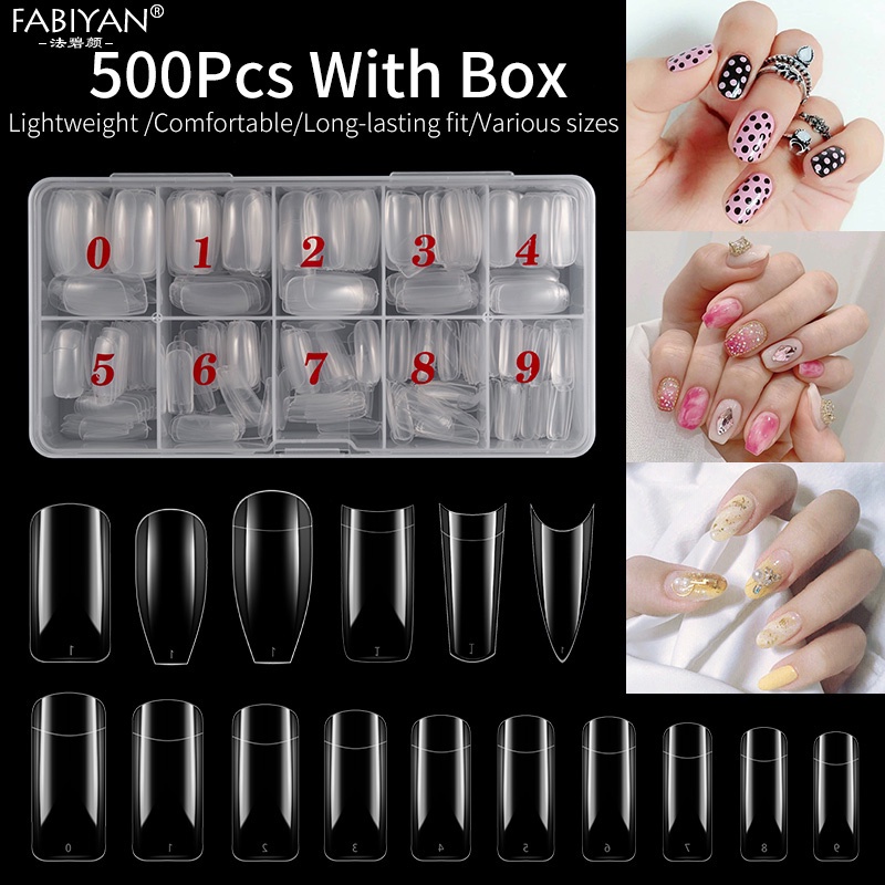500pcs Nail Tips Fake Nail False French Nail Art Artificial Acrylic Gel ...