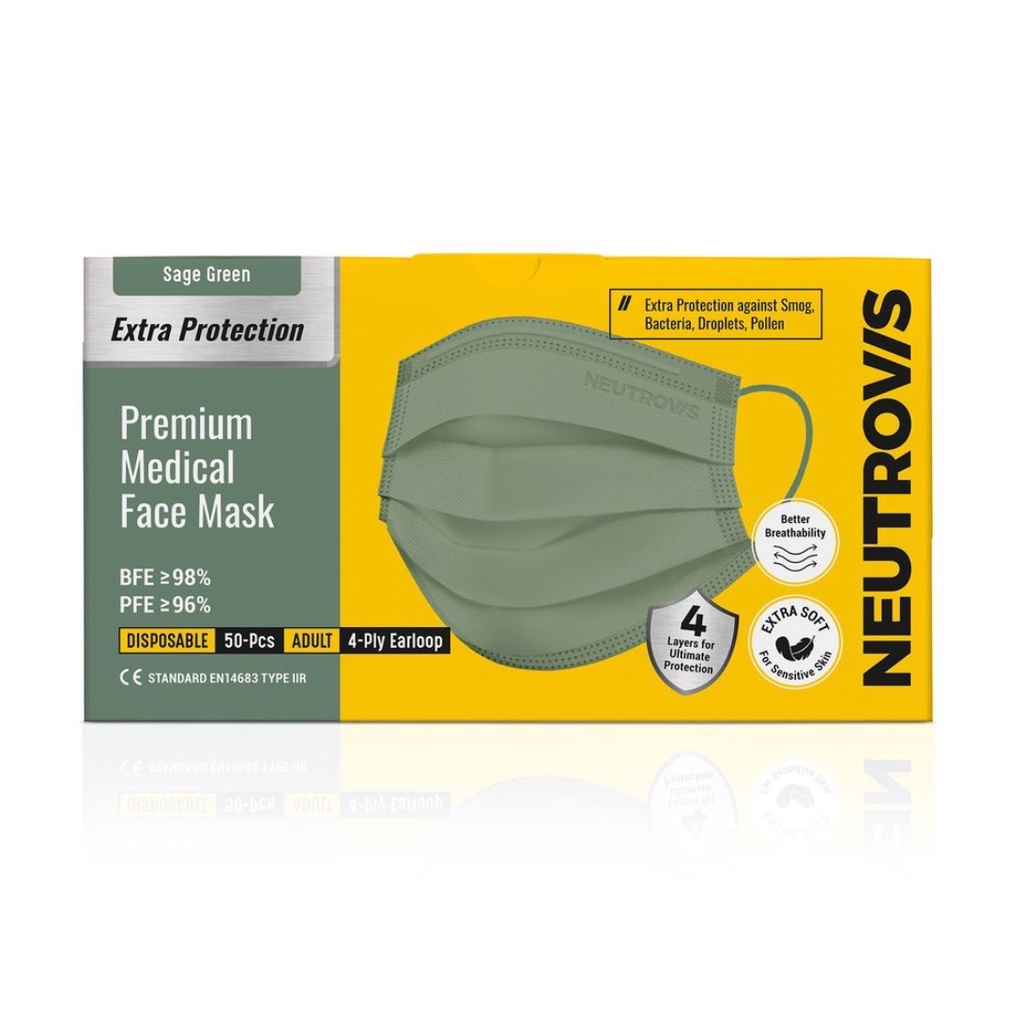 [ AUTHENTIC ] NEUTROVIS 4 PLY PREMIUM MEDICAL FACE MASK TYPE IIR 50's ...