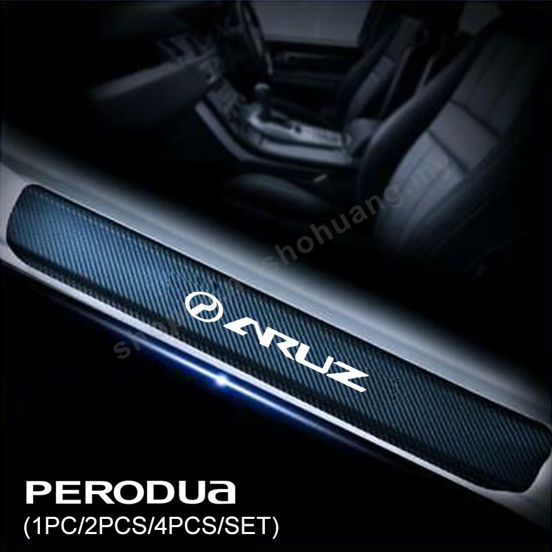 Perodua Aruz Car Door Sill Sticker Leather Carbon Fiber Car Door ...