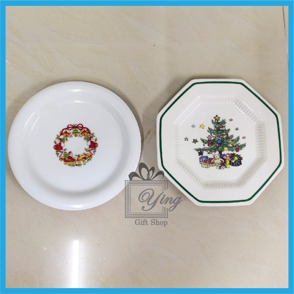 🎁Ready Stock🎁 Ceramic plate with Christmas Deco Design / Pinggan ...