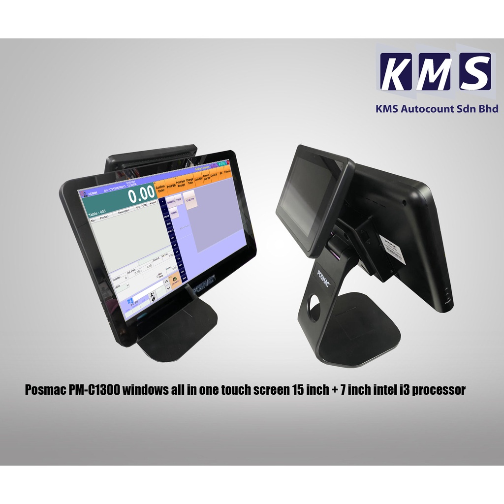 Posmac PM-C1300 windows all in one touch screen 15 inch + 7 inch intel ...