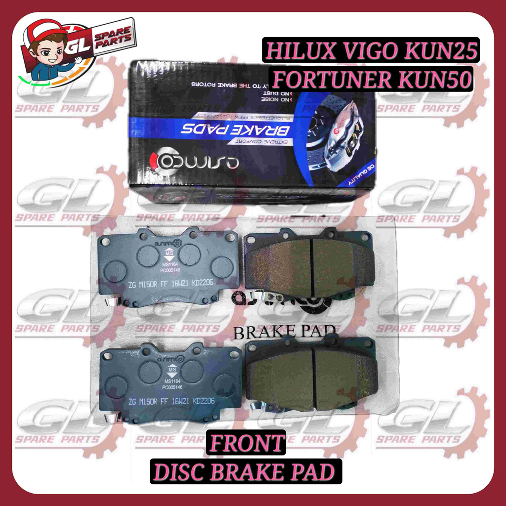 TOYOTA HILUX VIGO KUN25 FORTUNER KUN50 DISC BRAKE PAD (FRONT)(ASIMCO ...